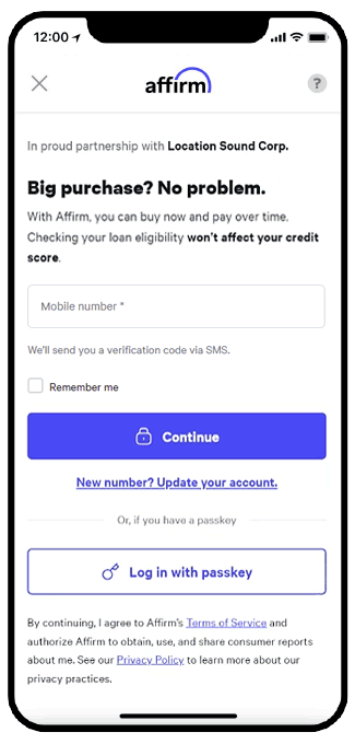 Affirm Payment Option | Location Sound